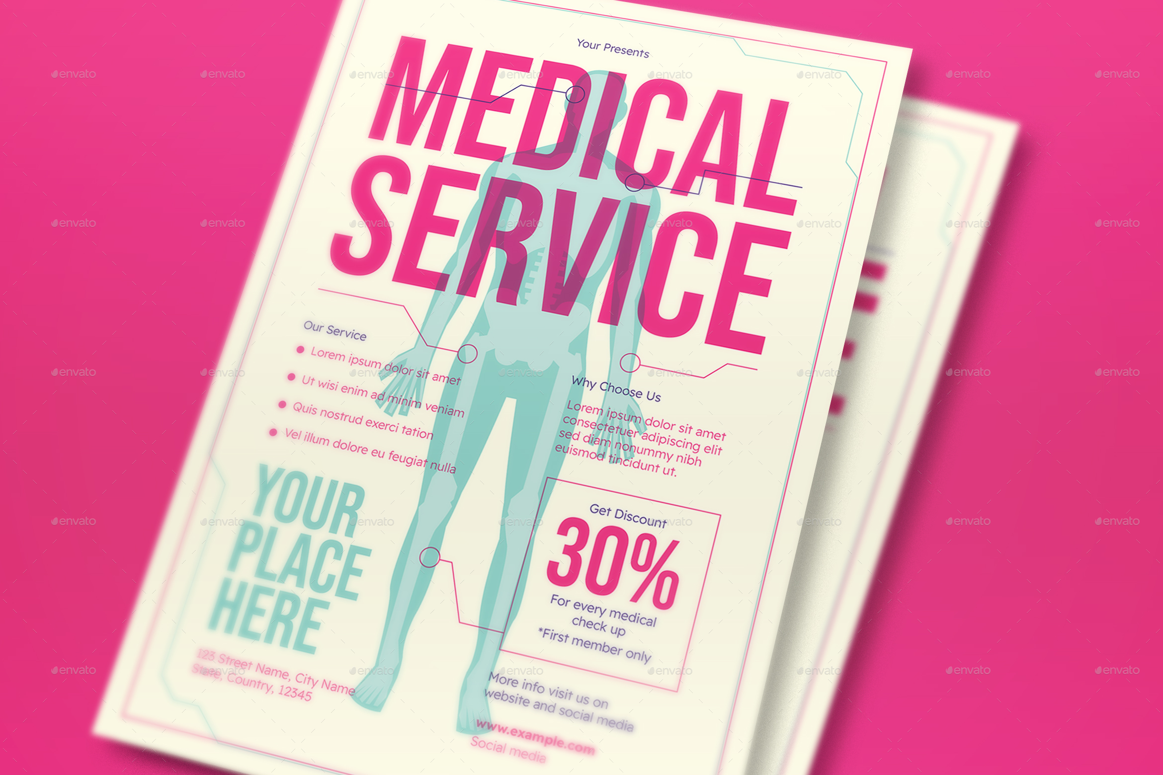 White Risograph Medical Flyer Set, Print Templates | GraphicRiver