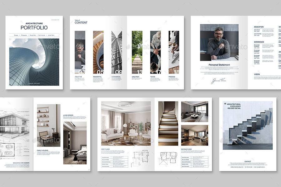 Architecture Portfolio Template, Print Templates | GraphicRiver