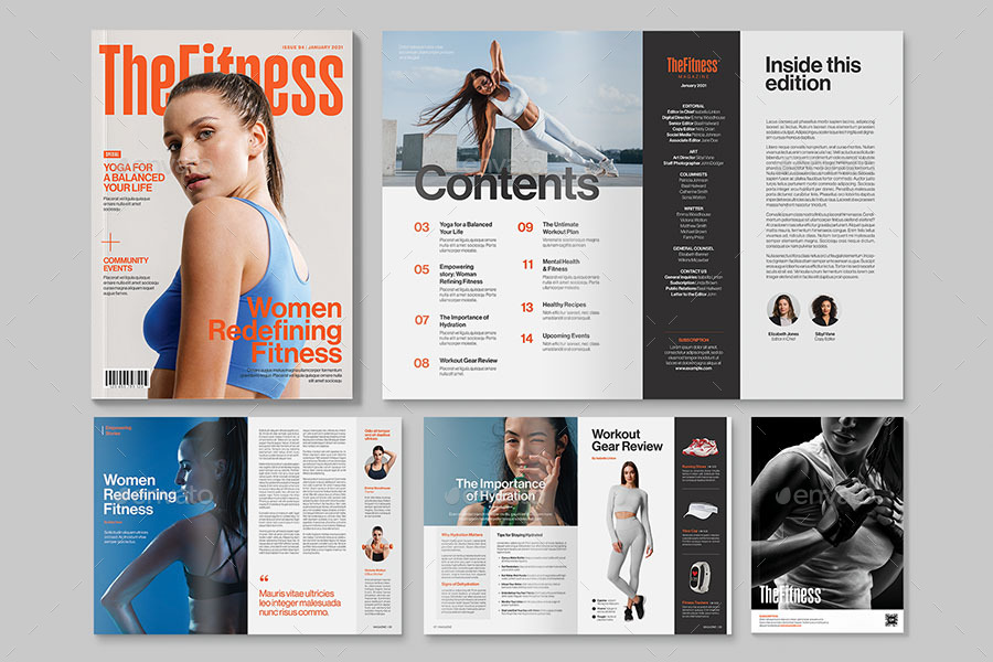 Women's Fitness Magazine Template, Print Templates | GraphicRiver