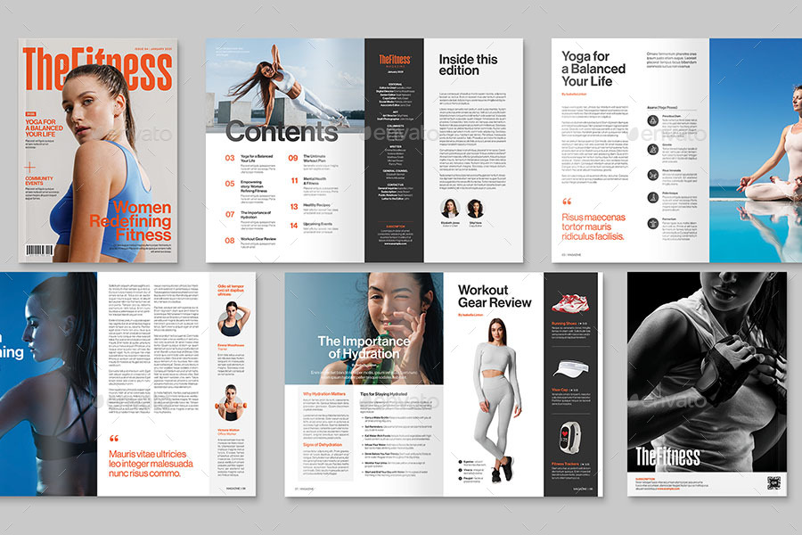 Women's Fitness Magazine Template, Print Templates | GraphicRiver