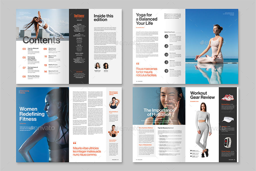 Women's Fitness Magazine Template, Print Templates | GraphicRiver