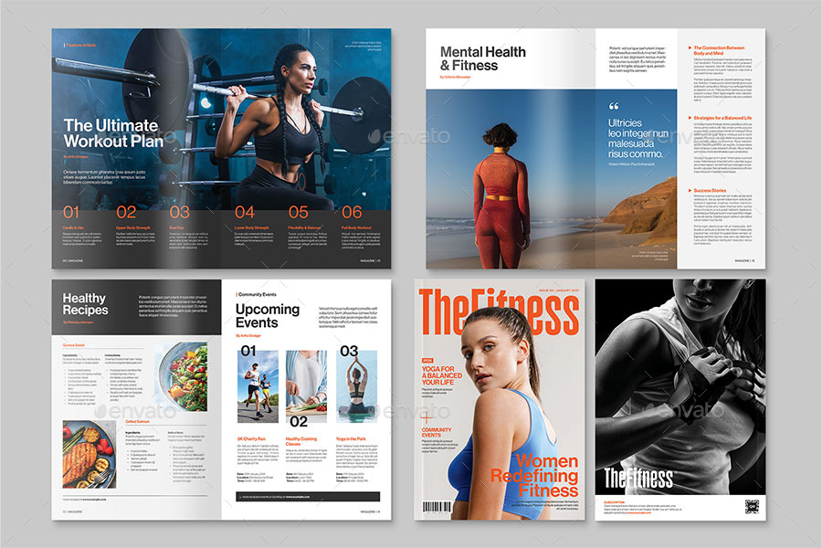 Women's Fitness Magazine Template, Print Templates | GraphicRiver