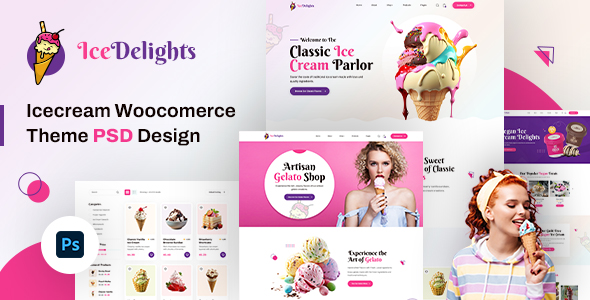 IceDelights | Ice Cream Woocommerce PSD Template by designingmedia