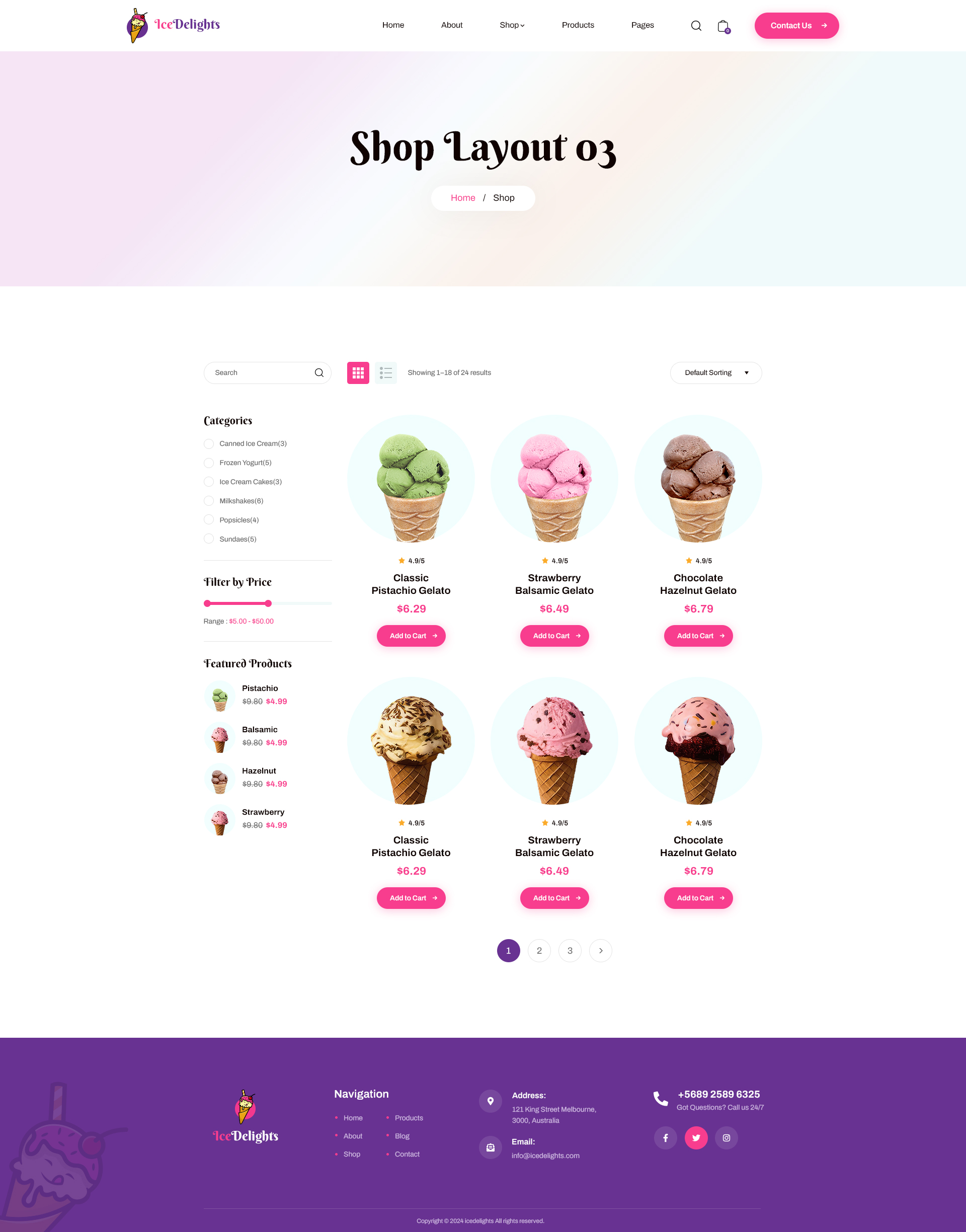 IceDelights | Ice Cream Woocommerce PSD Template by designingmedia