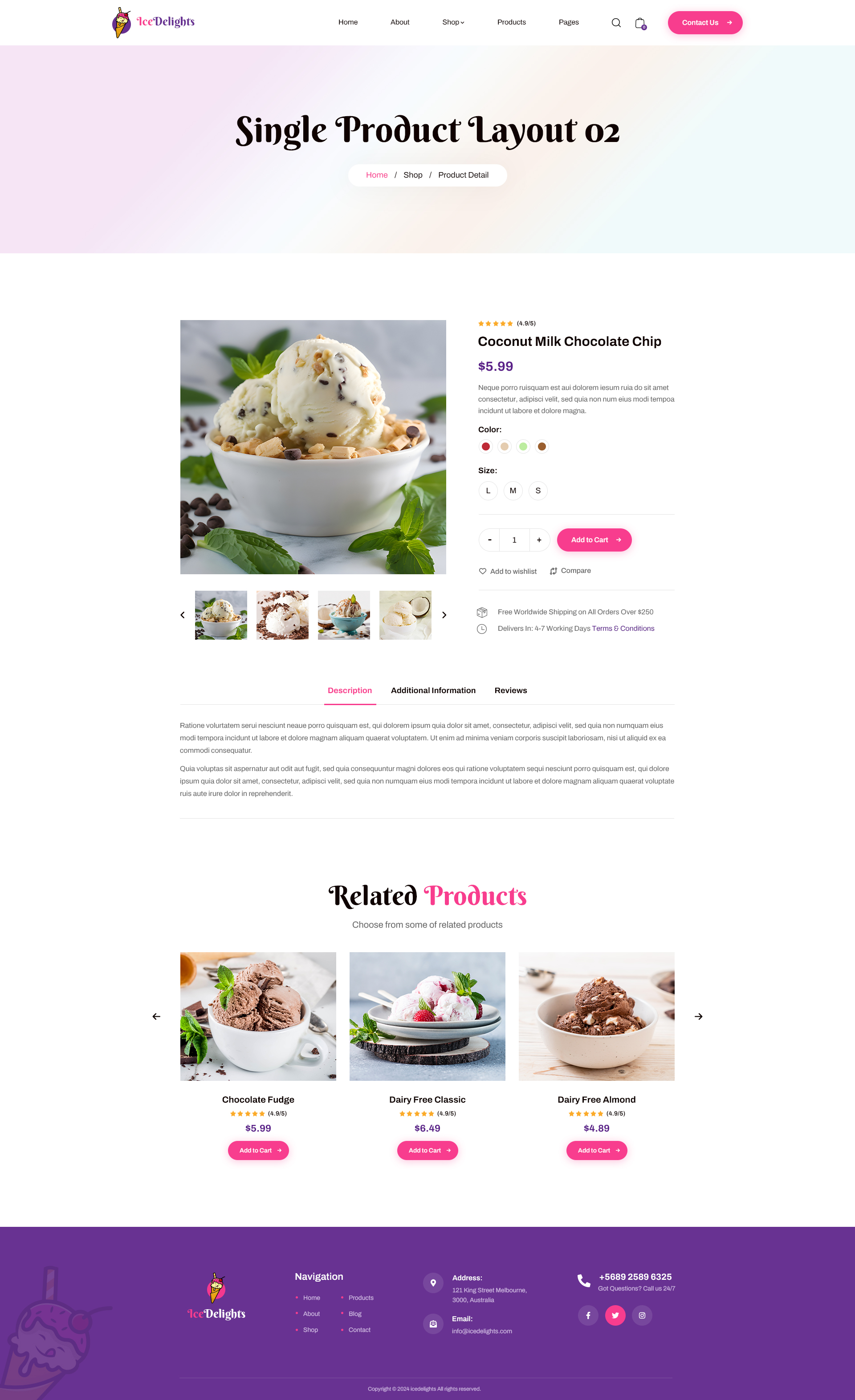 IceDelights | Ice Cream Woocommerce PSD Template by designingmedia