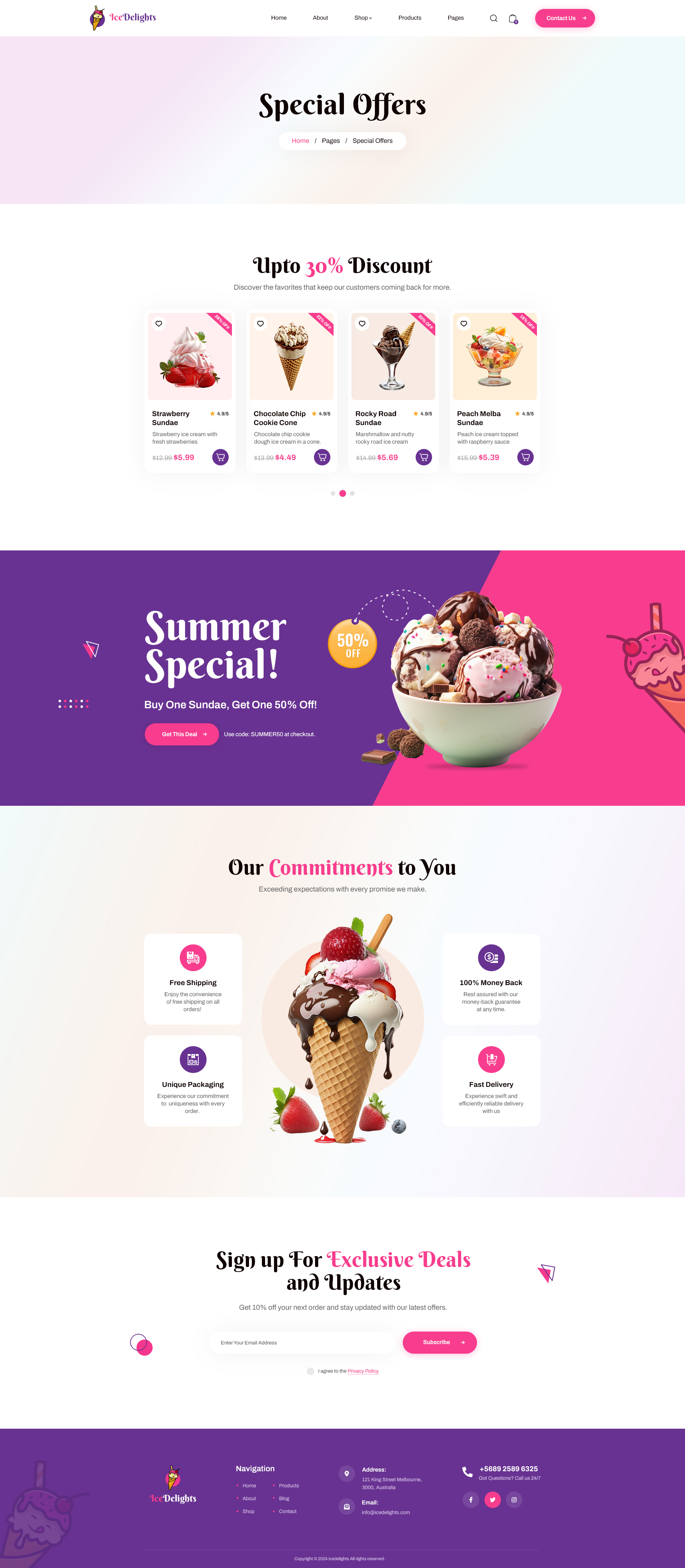 IceDelights | Ice Cream Woocommerce PSD Template by designingmedia