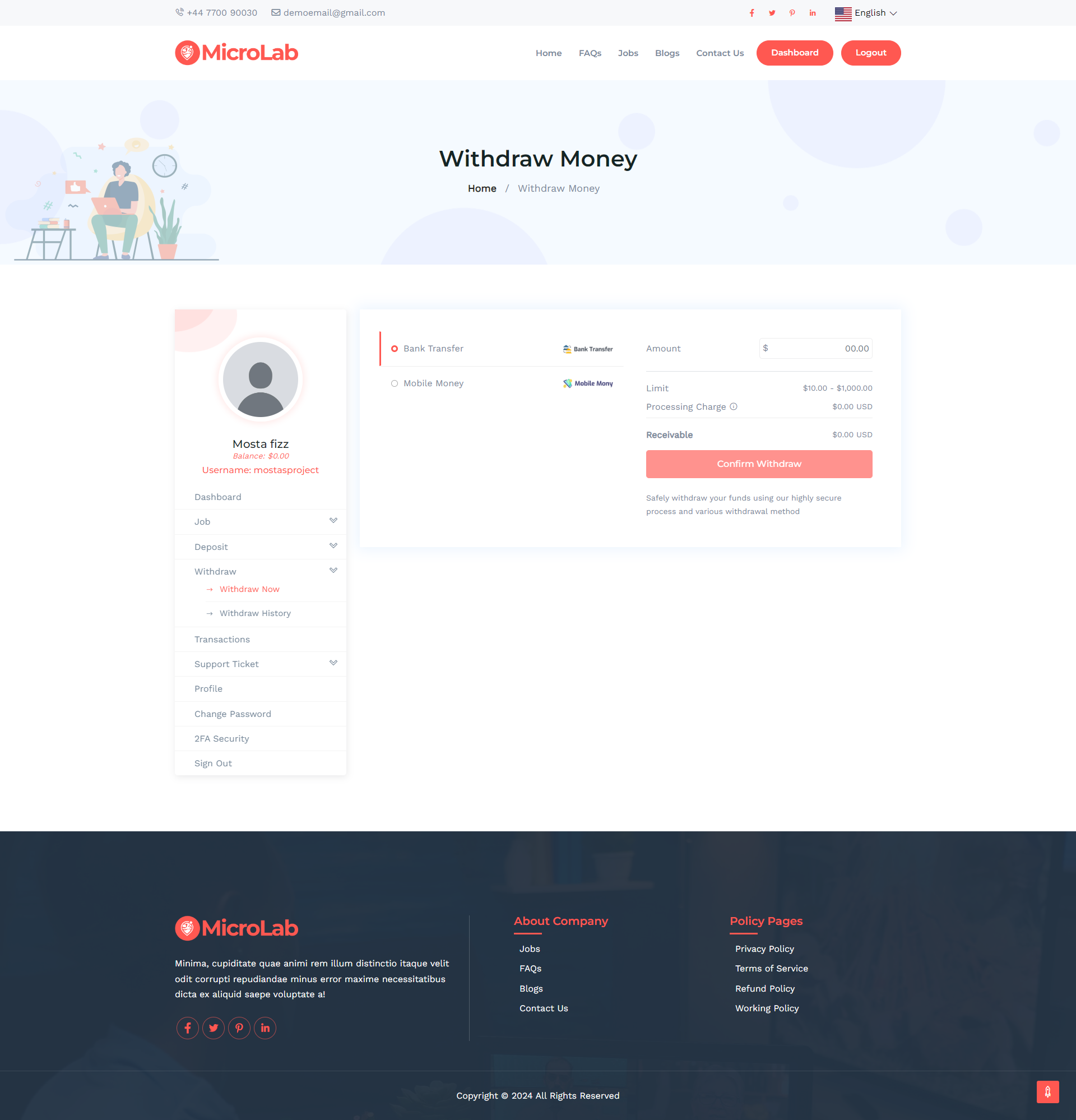 MicroLab - Micro Job Freelancing Platform by ViserLab | CodeCanyon