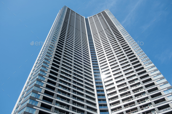 Tokyo city skyscrapers under view. Japan. High rise office buildings on ...