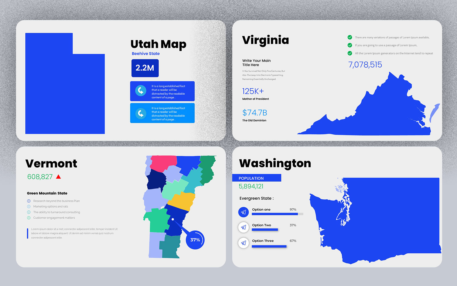 United State Of America All Map PowerPoint Template, Presentation Templates