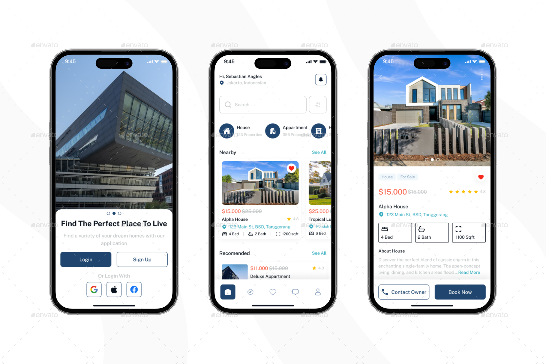 Renta - Discover Property Mobile App UI Kit, Web Elements | GraphicRiver