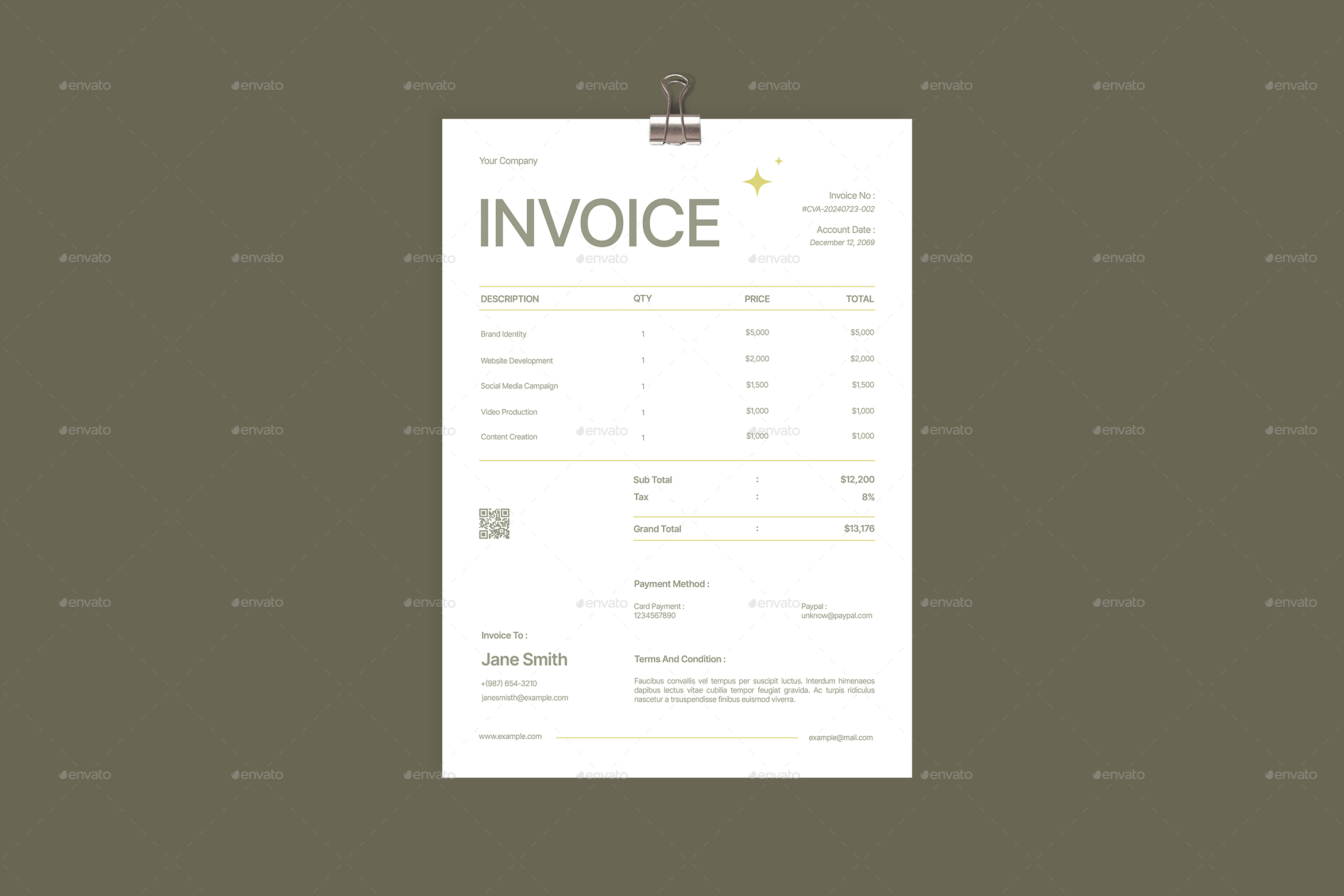 Green Minimalist Modern Invoice, Print Templates | GraphicRiver