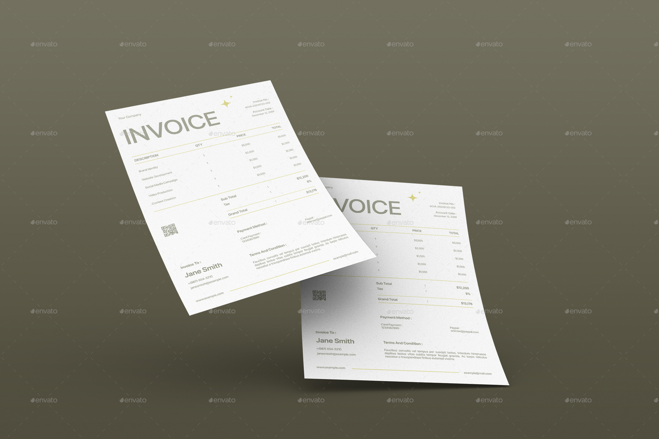 Green Minimalist Modern Invoice, Print Templates | GraphicRiver