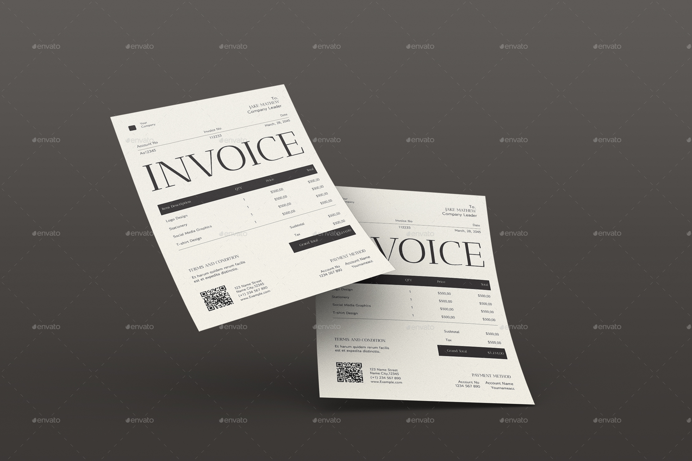 Beige Minimalist Style Invoice, Print Templates | GraphicRiver