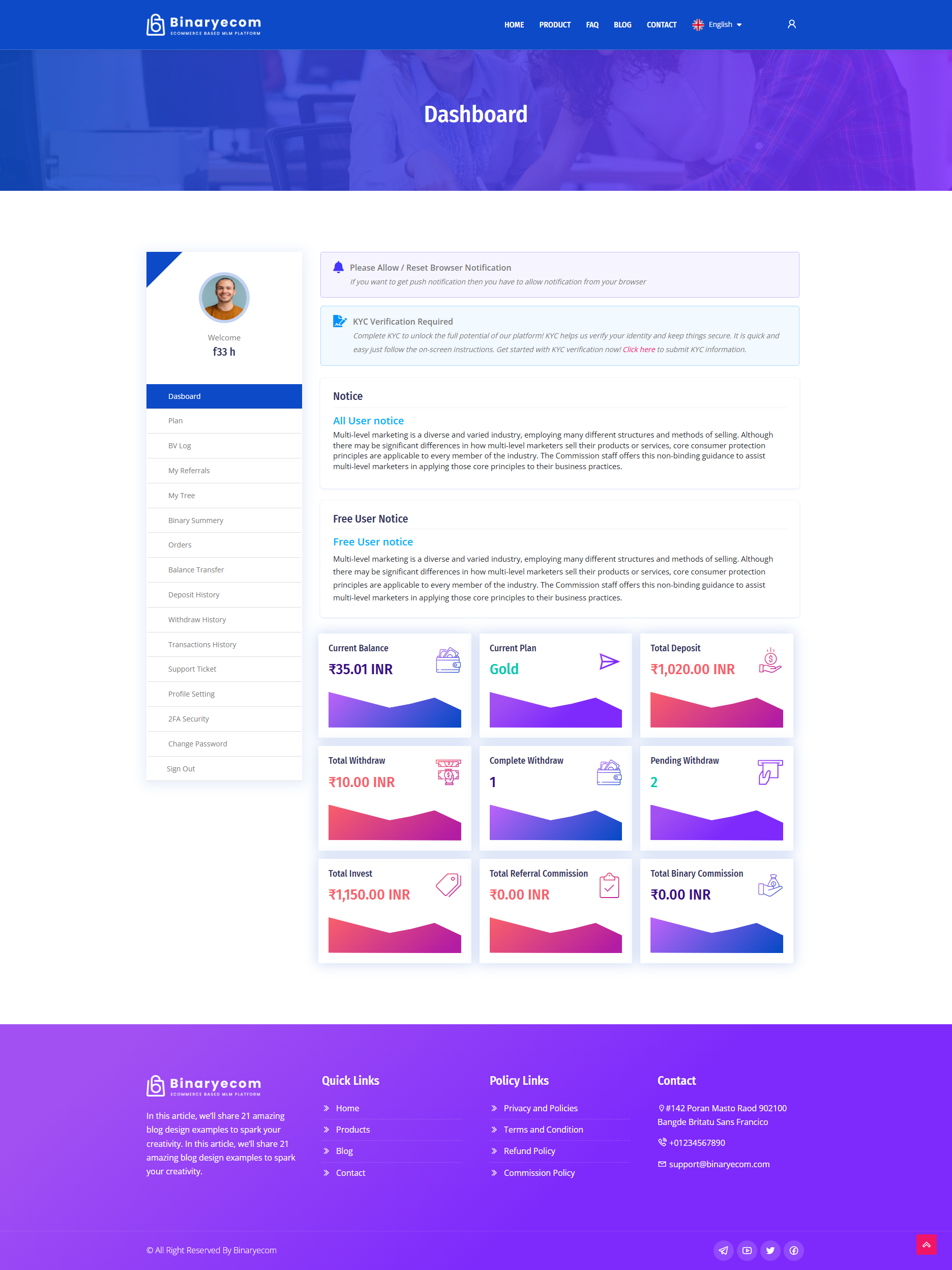 BinaryEcom - Ecommerce Based MLM Platform by ViserLab | CodeCanyon