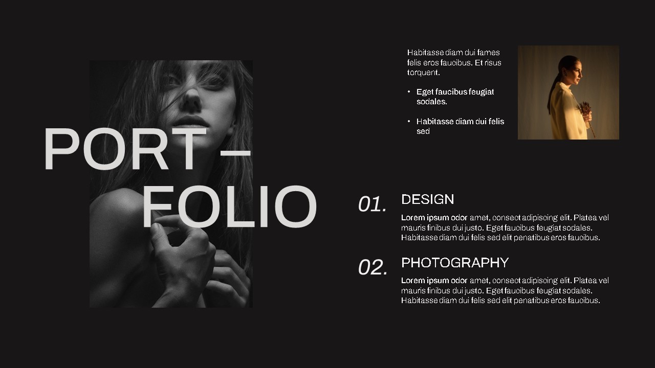 NOIR - Modern Portfolio Google Slides Template, Presentation Templates