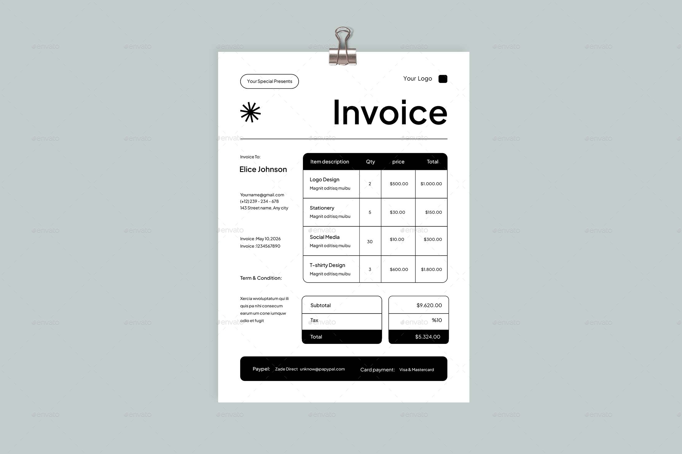 White Black UI UX Invoice, Print Templates | GraphicRiver