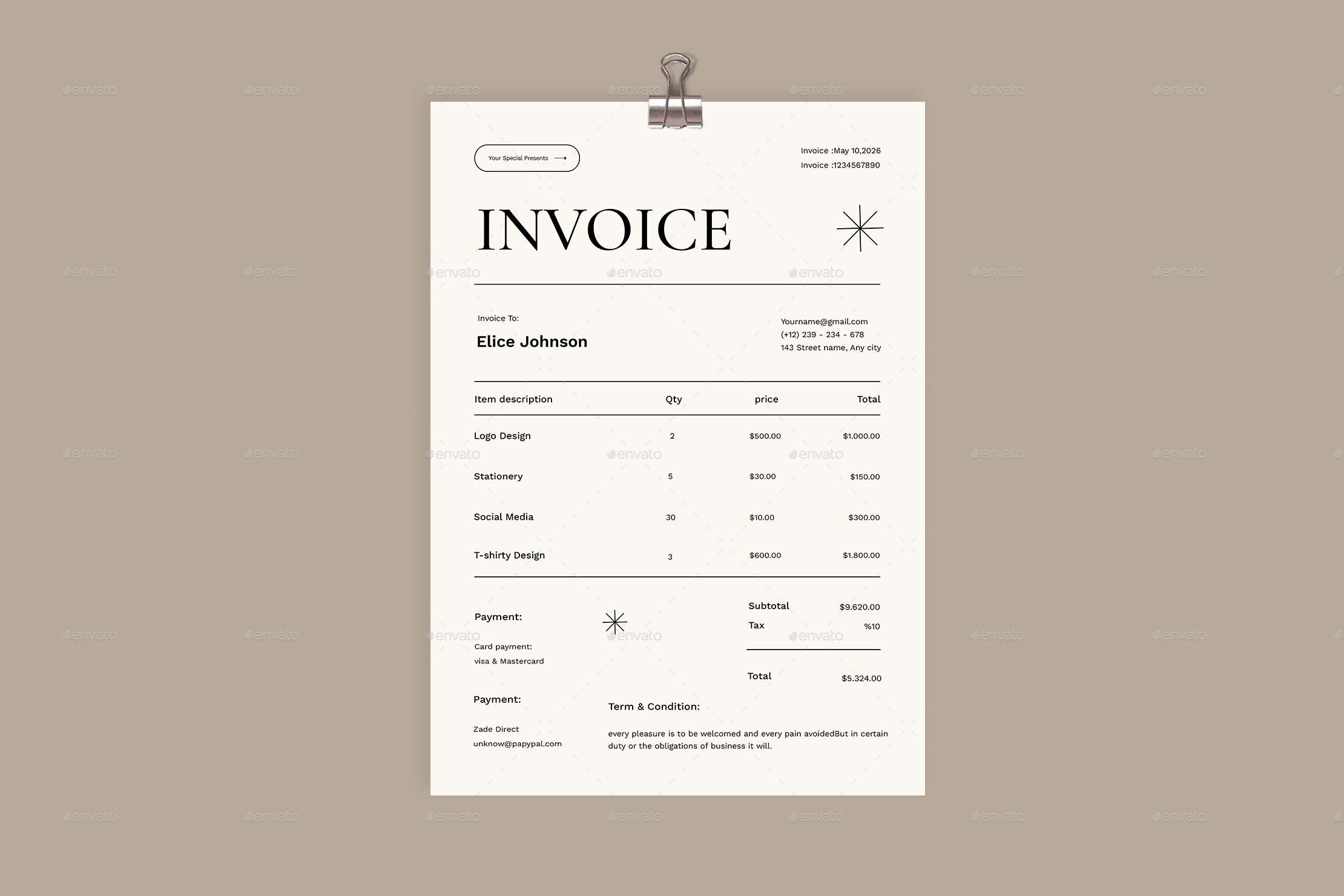 Cream Black Swiss Style Invoice, Print Templates | GraphicRiver