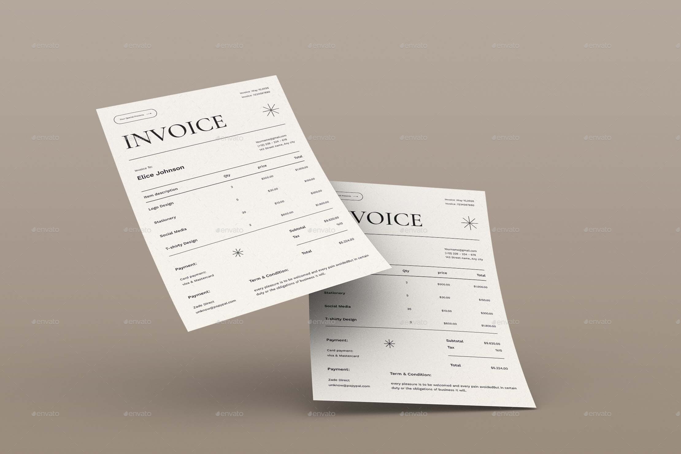 Cream Black Swiss Style Invoice, Print Templates | GraphicRiver