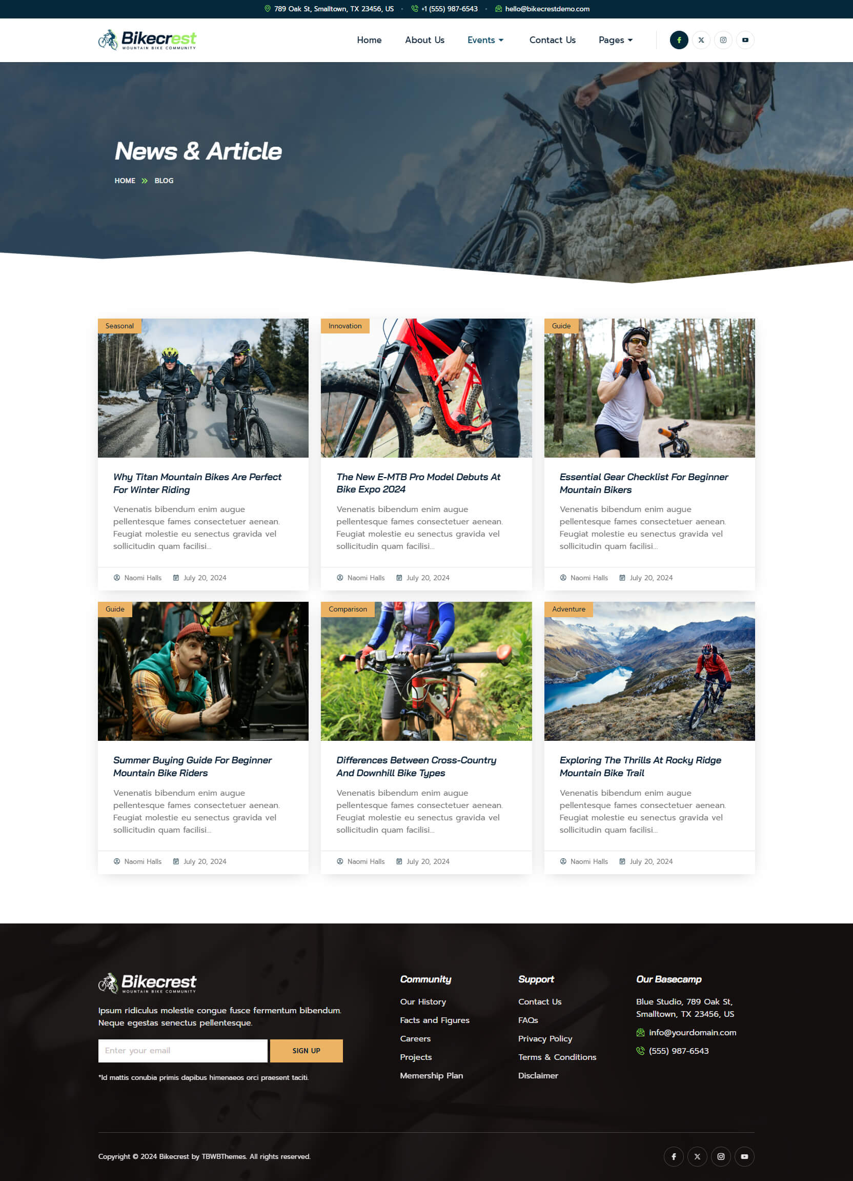 Bikecrest - Cycling & Mountain Bike Elementor Template Kit by TBWBthemes