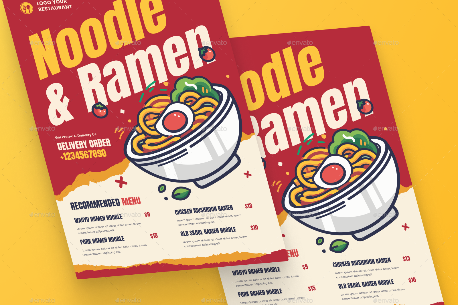Noodle & Ramen Food Flyer, Print Templates | GraphicRiver
