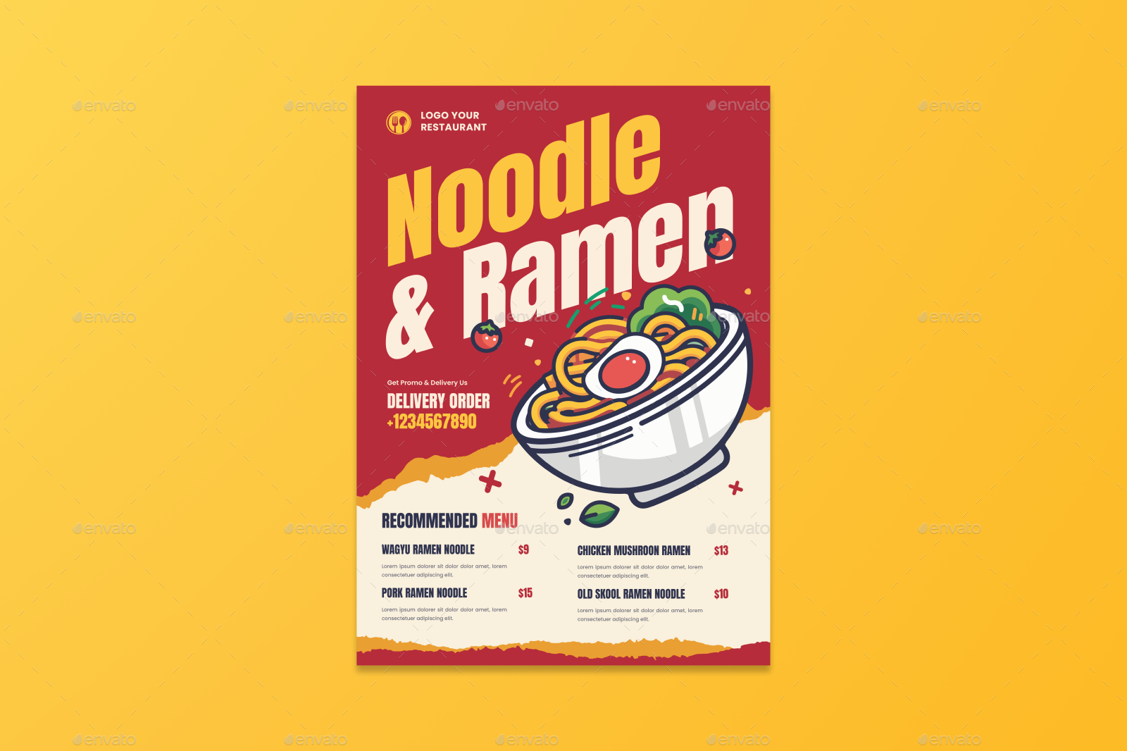 Noodle & Ramen Food Flyer, Print Templates | GraphicRiver