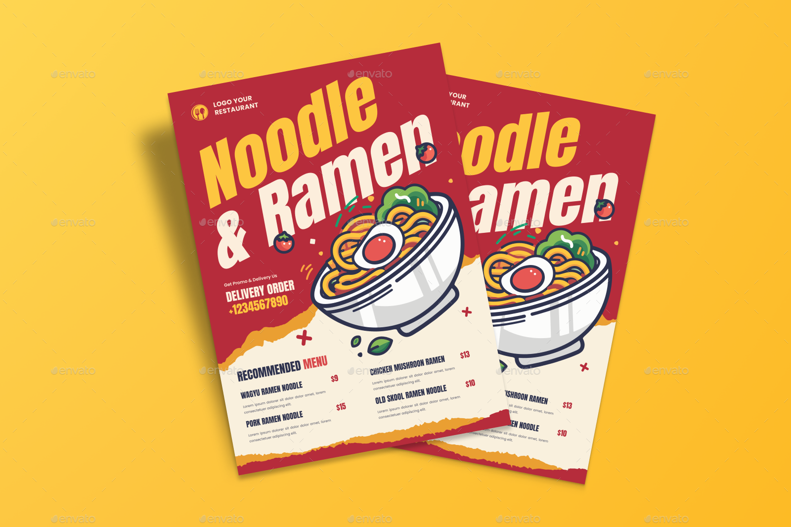 Noodle & Ramen Food Flyer, Print Templates | GraphicRiver