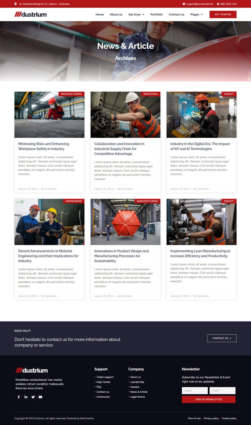 Dustrium - Industrial & Manufacturing Elementor Pro Template Kit by ...