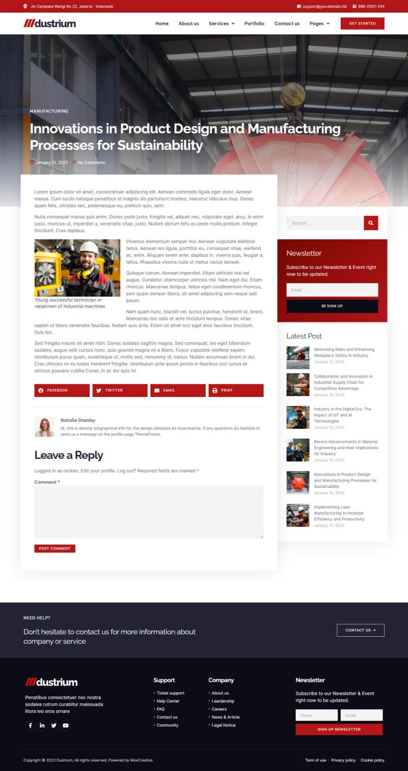 Dustrium - Industrial & Manufacturing Elementor Pro Template Kit by ...