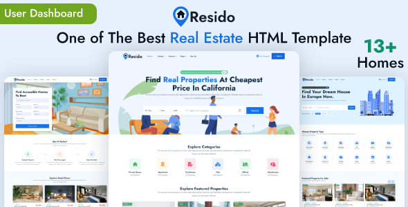 Resido - Real Estate HTML Template by ThemezhubLayouts | ThemeForest