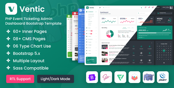 Ventic - PHP Event Ticketing Admin Dashboard Bootstrap Template by ...