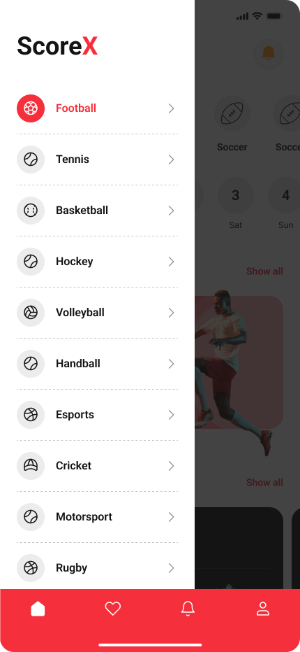 Scorex - Livescore Sport App React Native Expo App UI Kit by pixelaxis