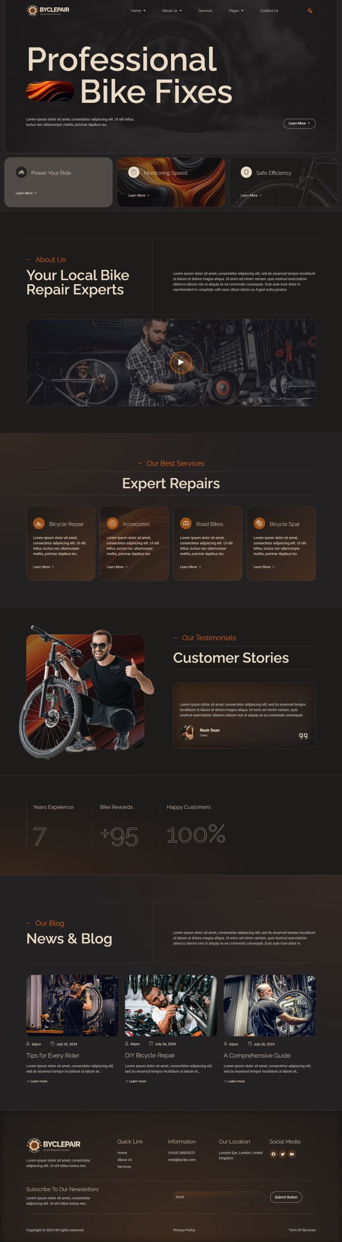 Byclepair - Bicycle & Service Elementor Template Kit by Kitpro ...