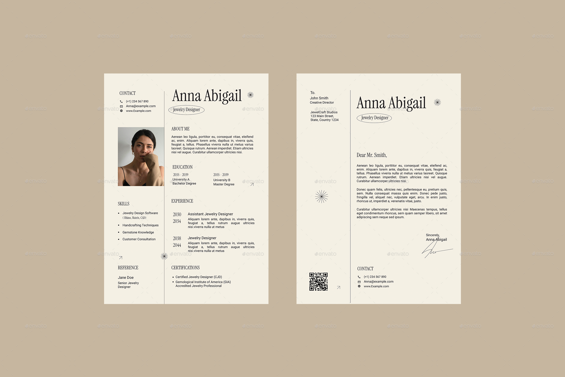 Beige Minimalist Outline Resume, Print Templates | GraphicRiver