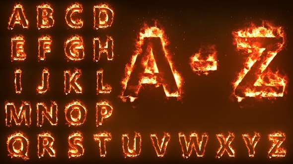 Fire Letter Alphabet. Burning Letter A to Z, Motion Graphics | VideoHive