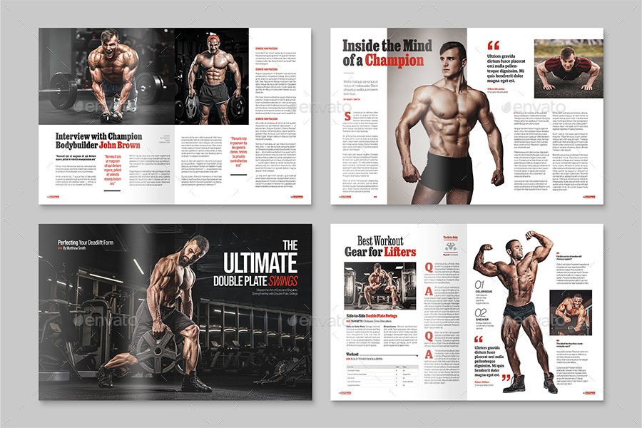 Bodybuilding Weightlifting Sport Magazine Template, Print Templates
