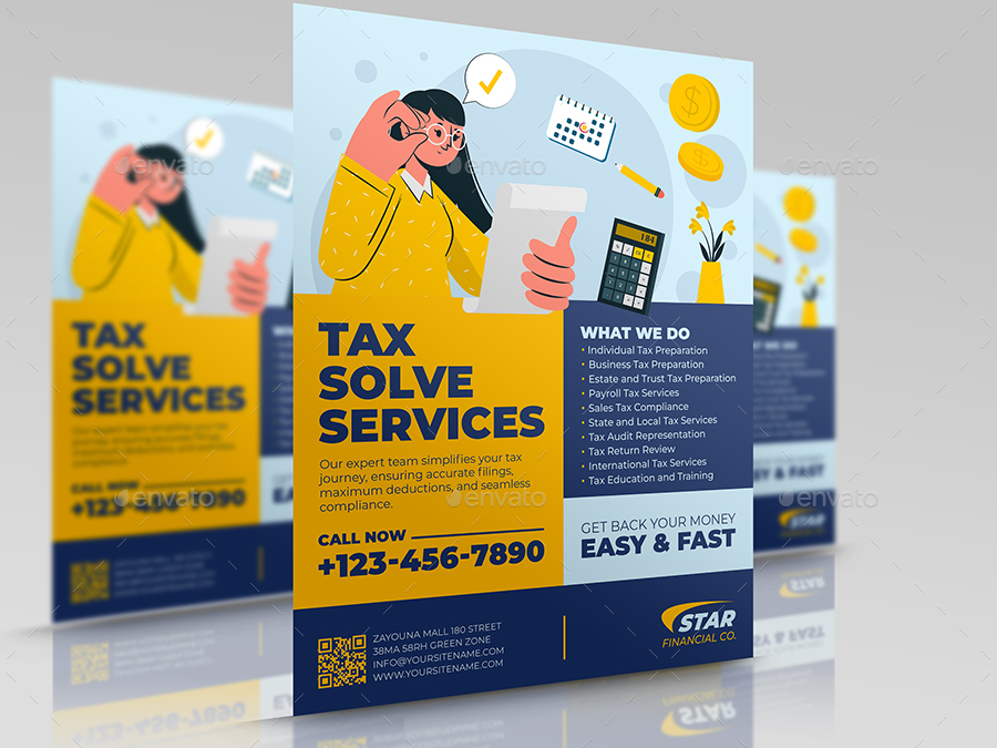 Tax Services Flyer Template, Print Templates | GraphicRiver