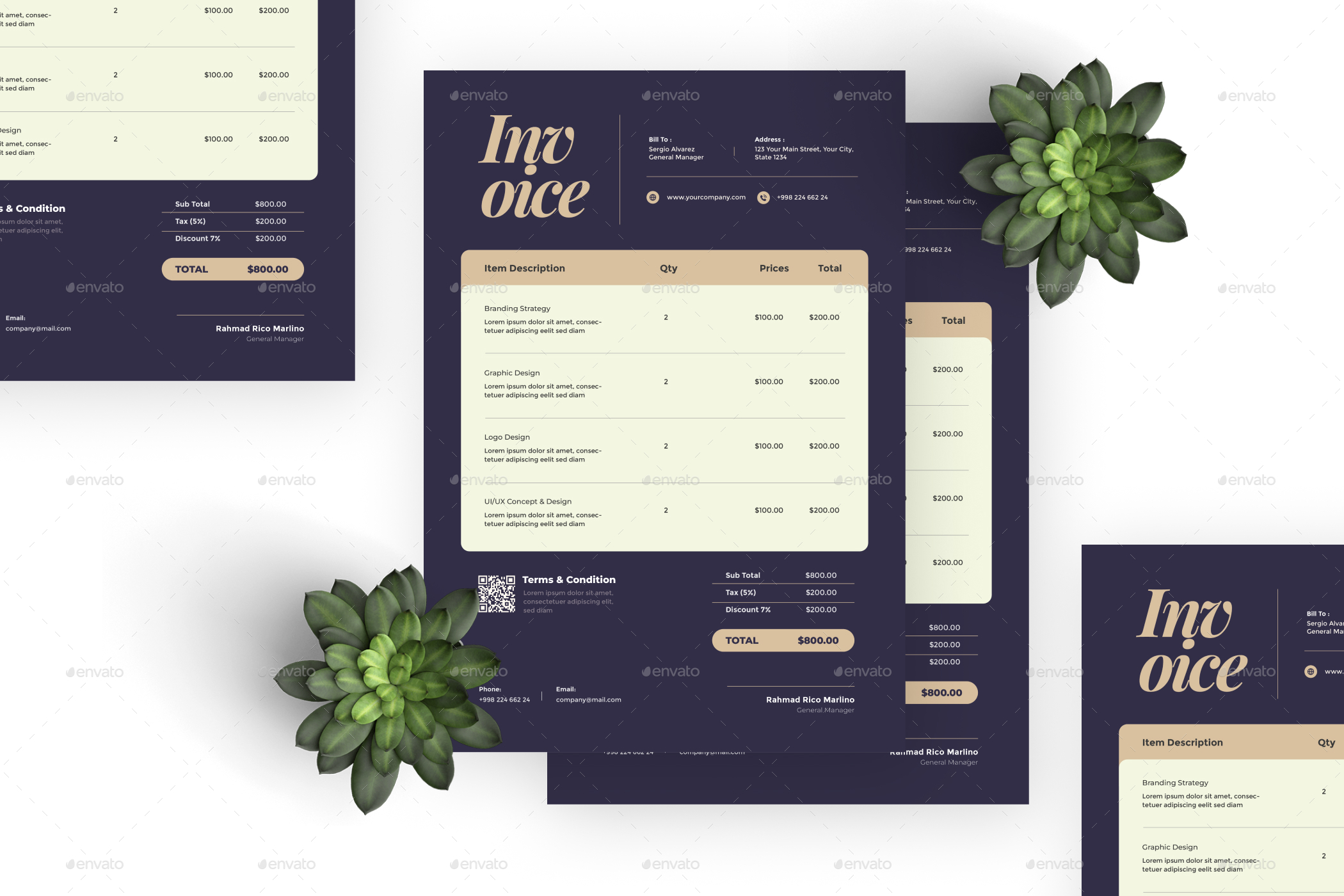 Purple Minimalism - Invoice, Print Templates | GraphicRiver