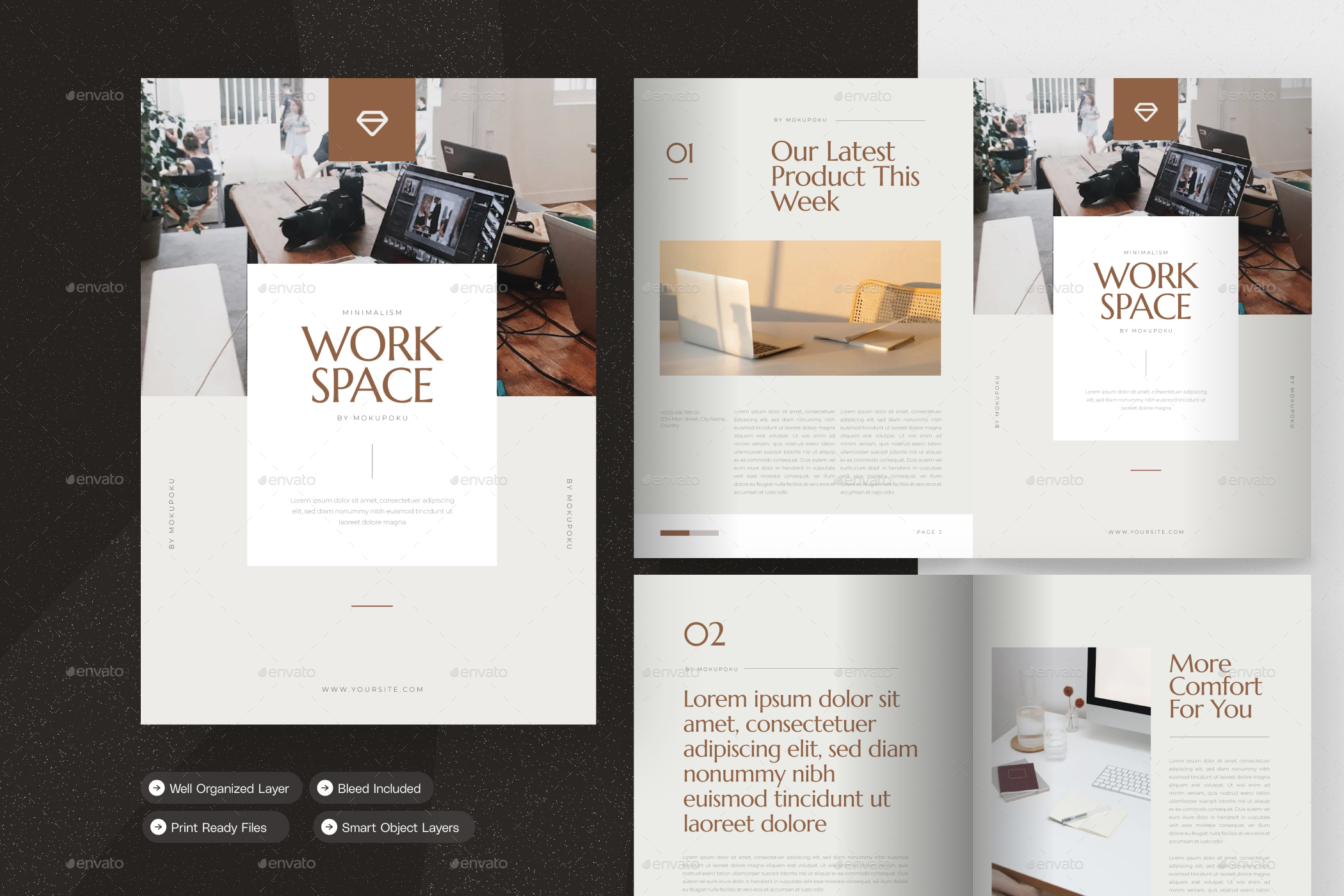 Minimalist Workspace - Bifold Brochure, Print Templates | GraphicRiver