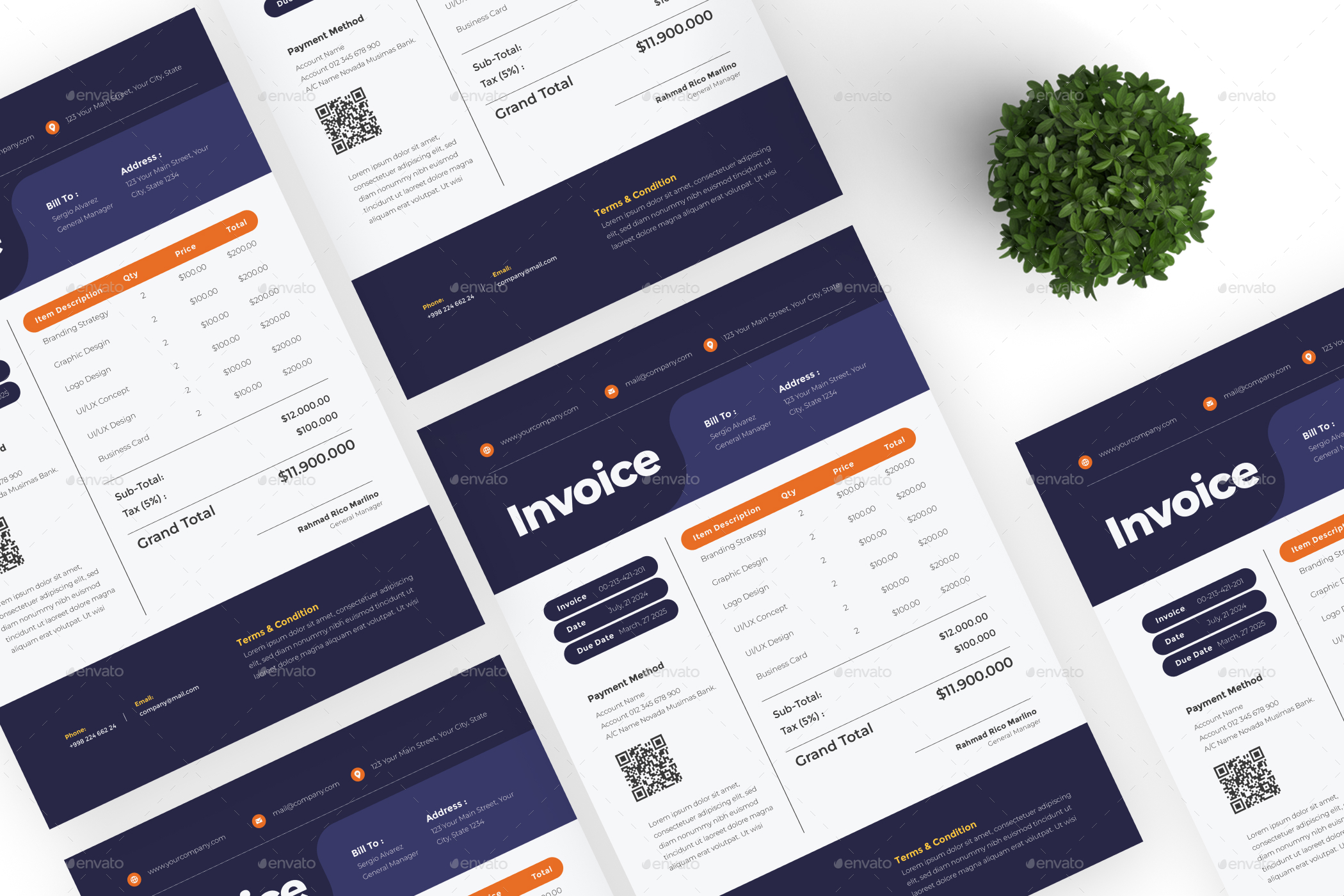 Purple Shape - Invoice, Print Templates | GraphicRiver