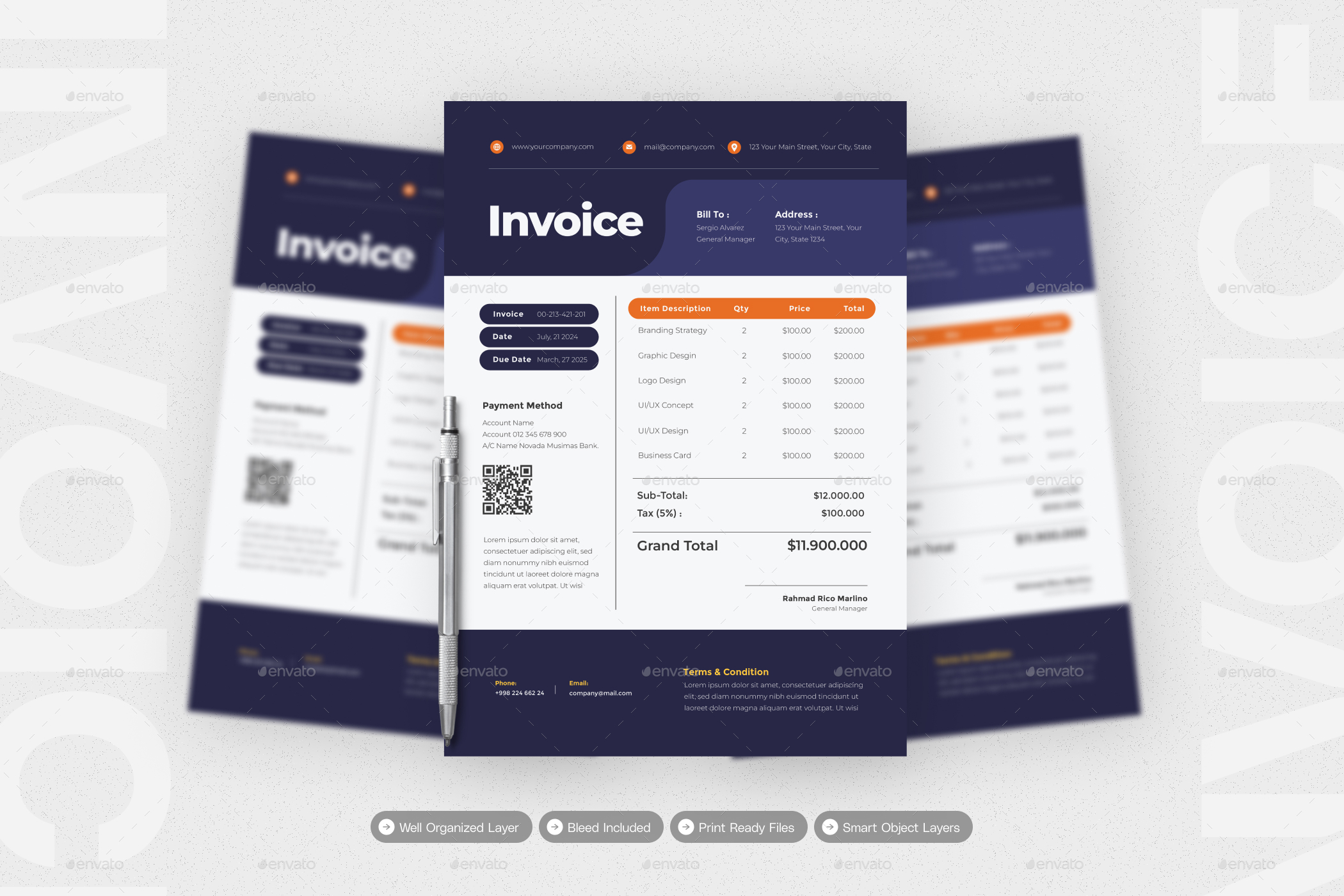 Purple Shape - Invoice, Print Templates | GraphicRiver