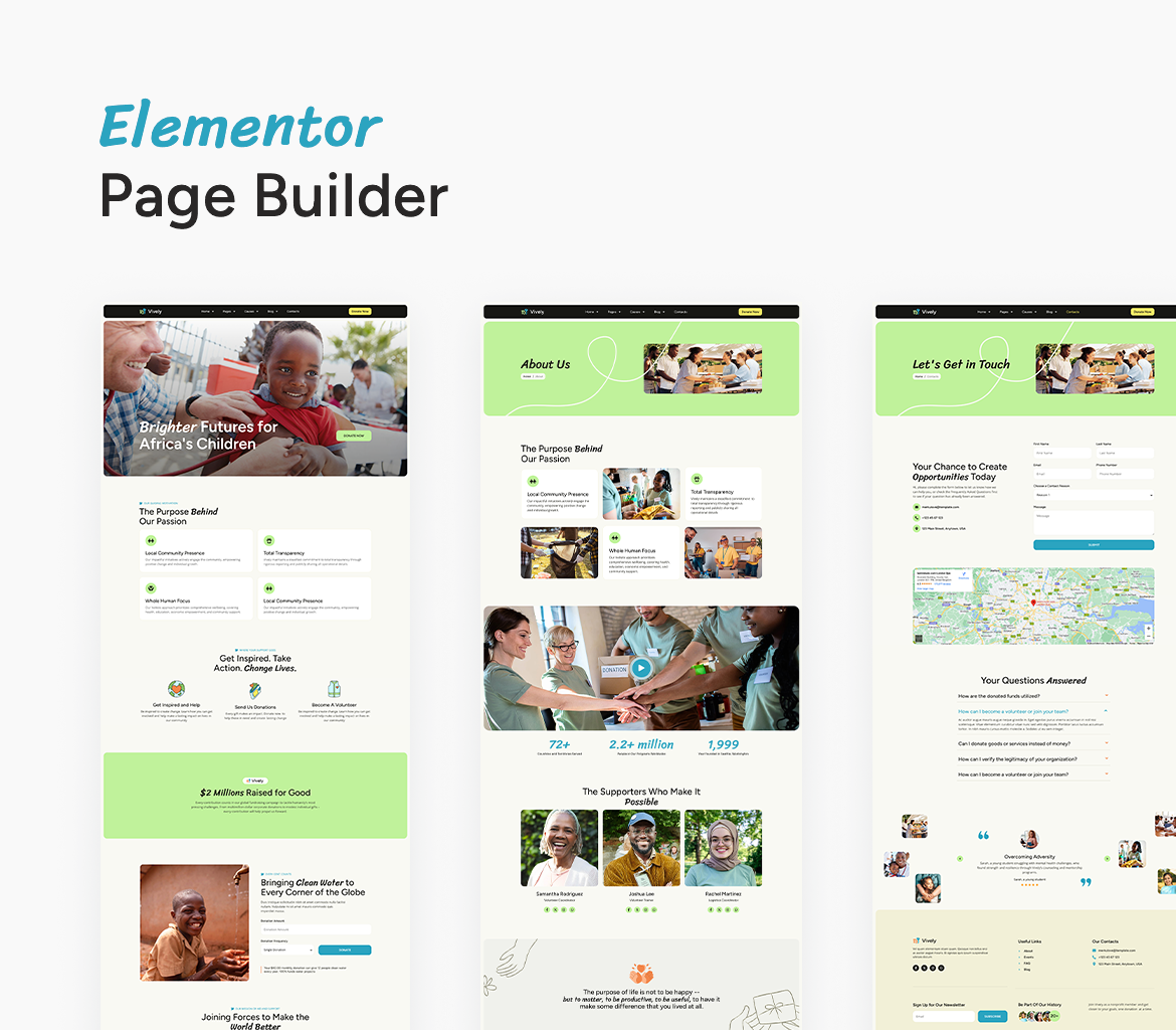 Vively – Charity & Donation Elementor Pro Template Kit by merkulove