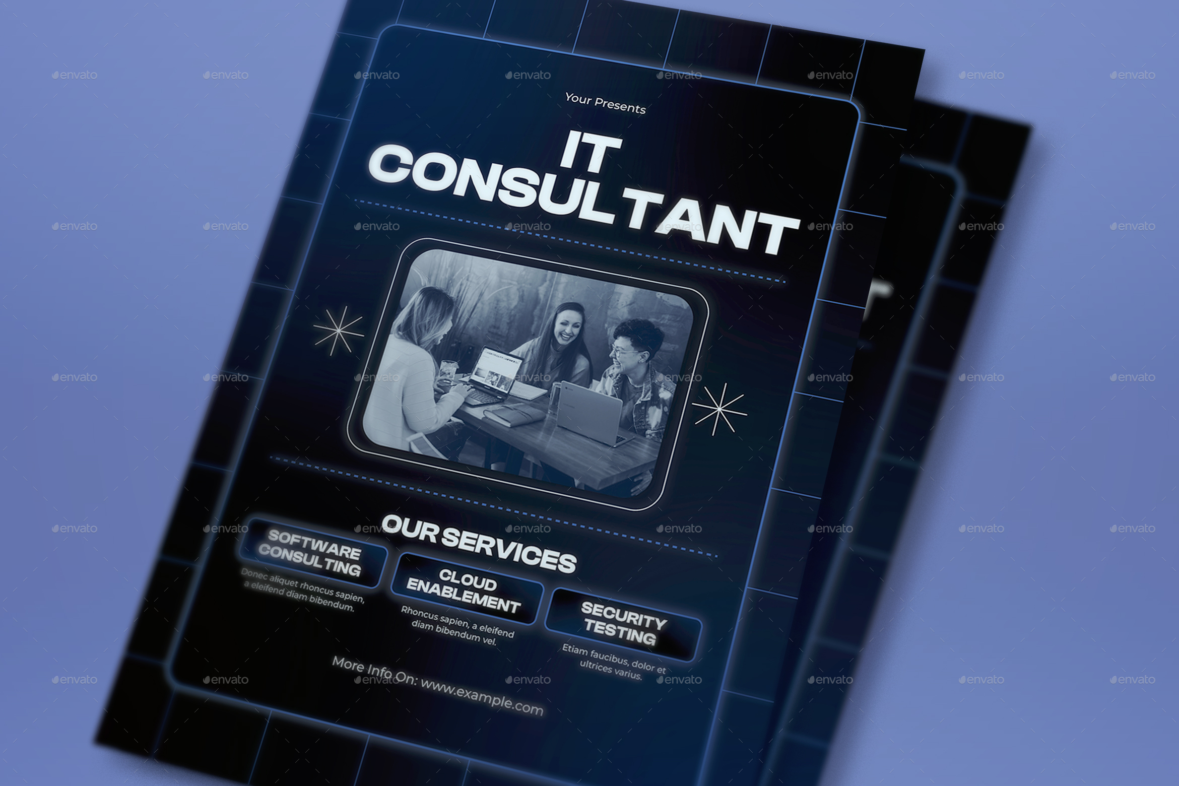 Navy Gradient IT Consultant Flyer Set, Print Templates | GraphicRiver