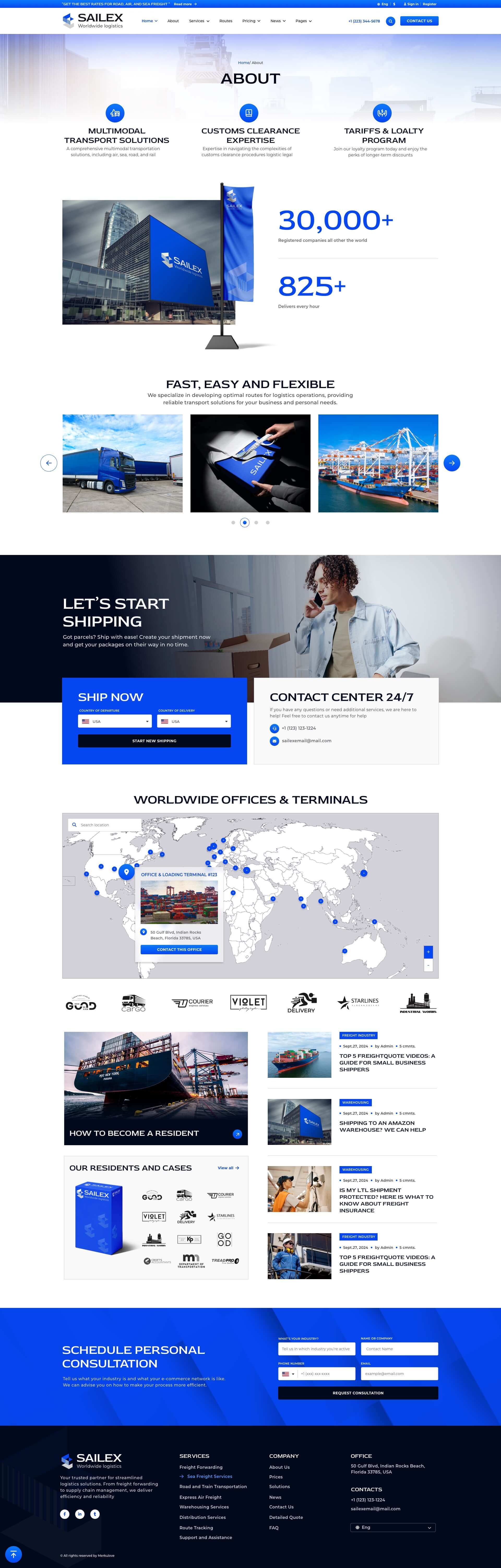 Sailex – Worldwide Logistics Company Template for Adobe XD by merkulove