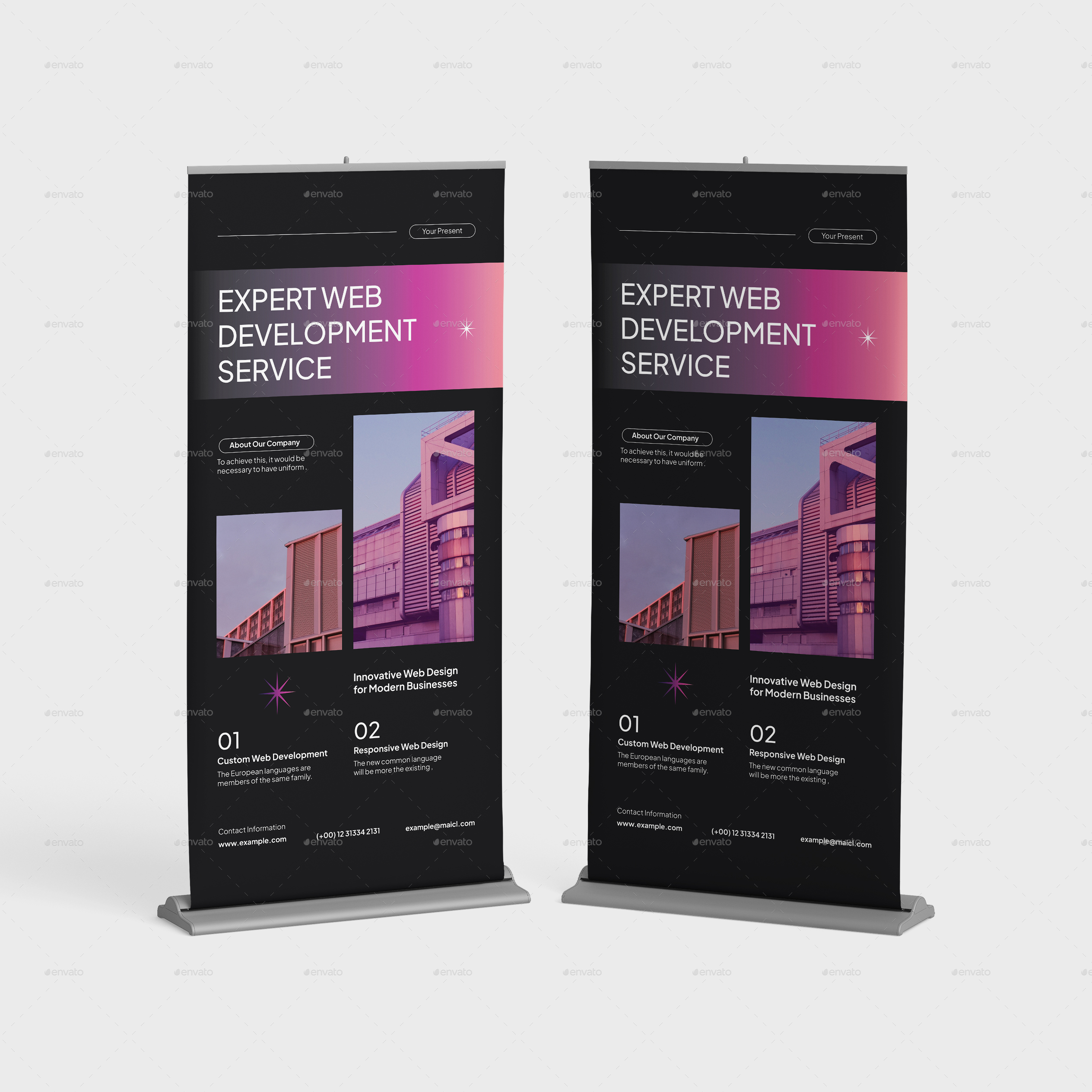 Black Purple Pink Gradient Simple Web Developer Company Service ...