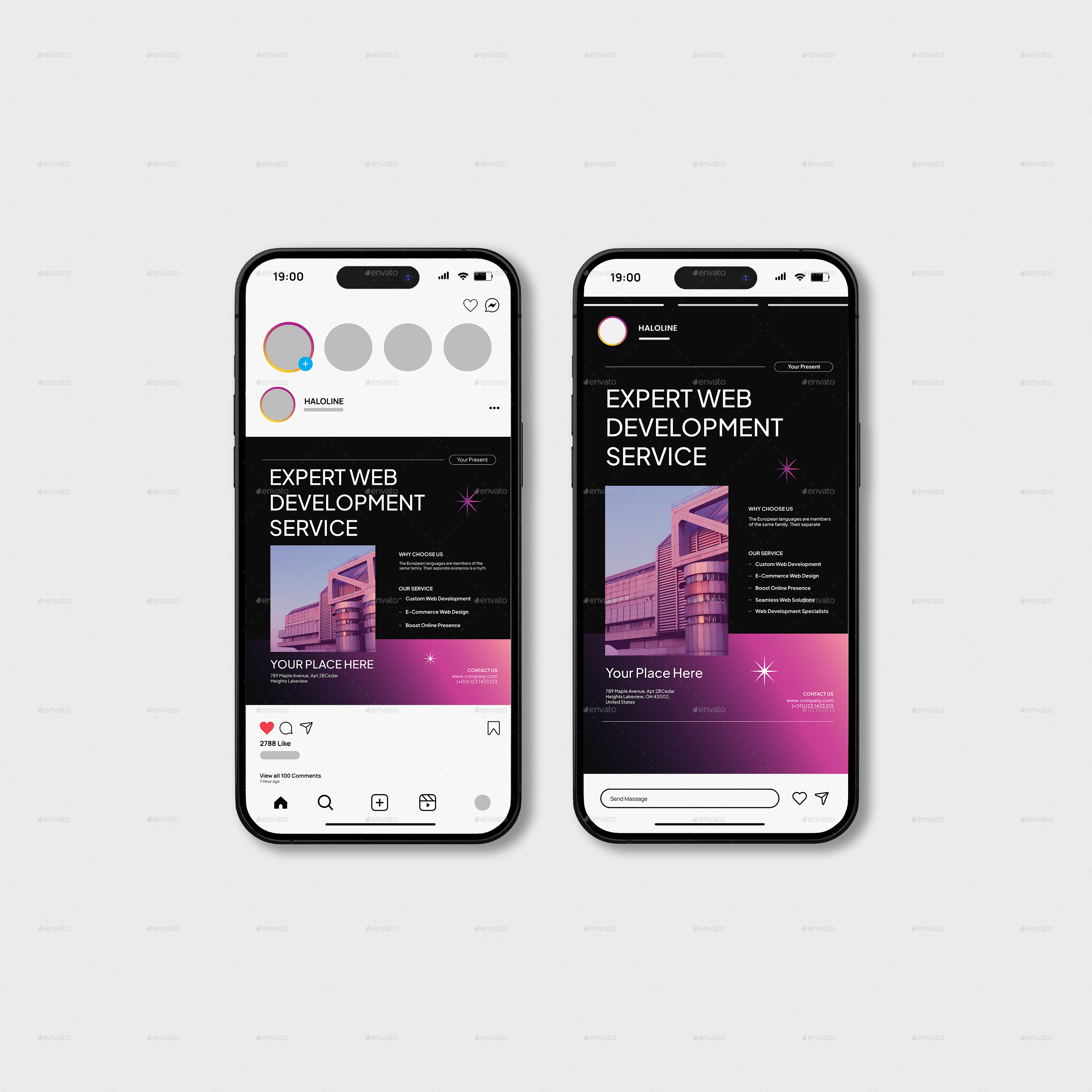 Black Purple Pink Gradient Simple Web Developer Company Service ...