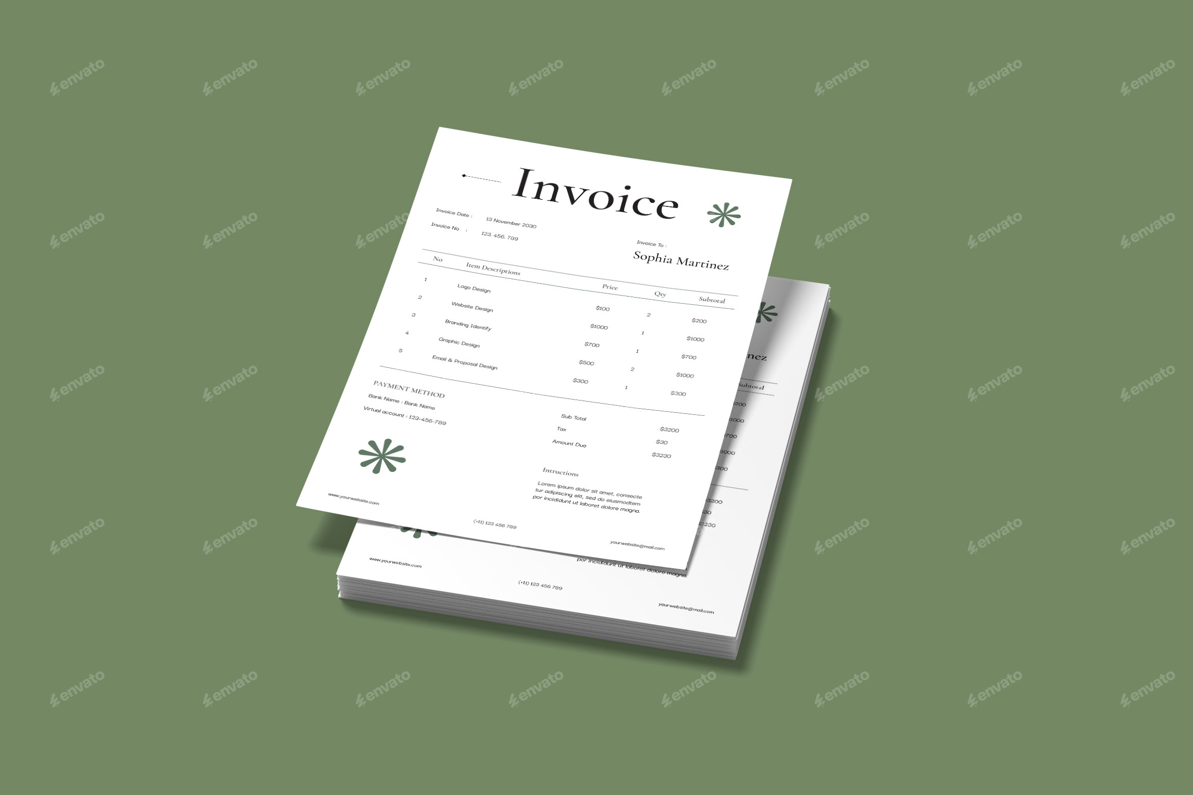 White Green MInimalist Swiss Business Plan Interior Invoice, Print ...