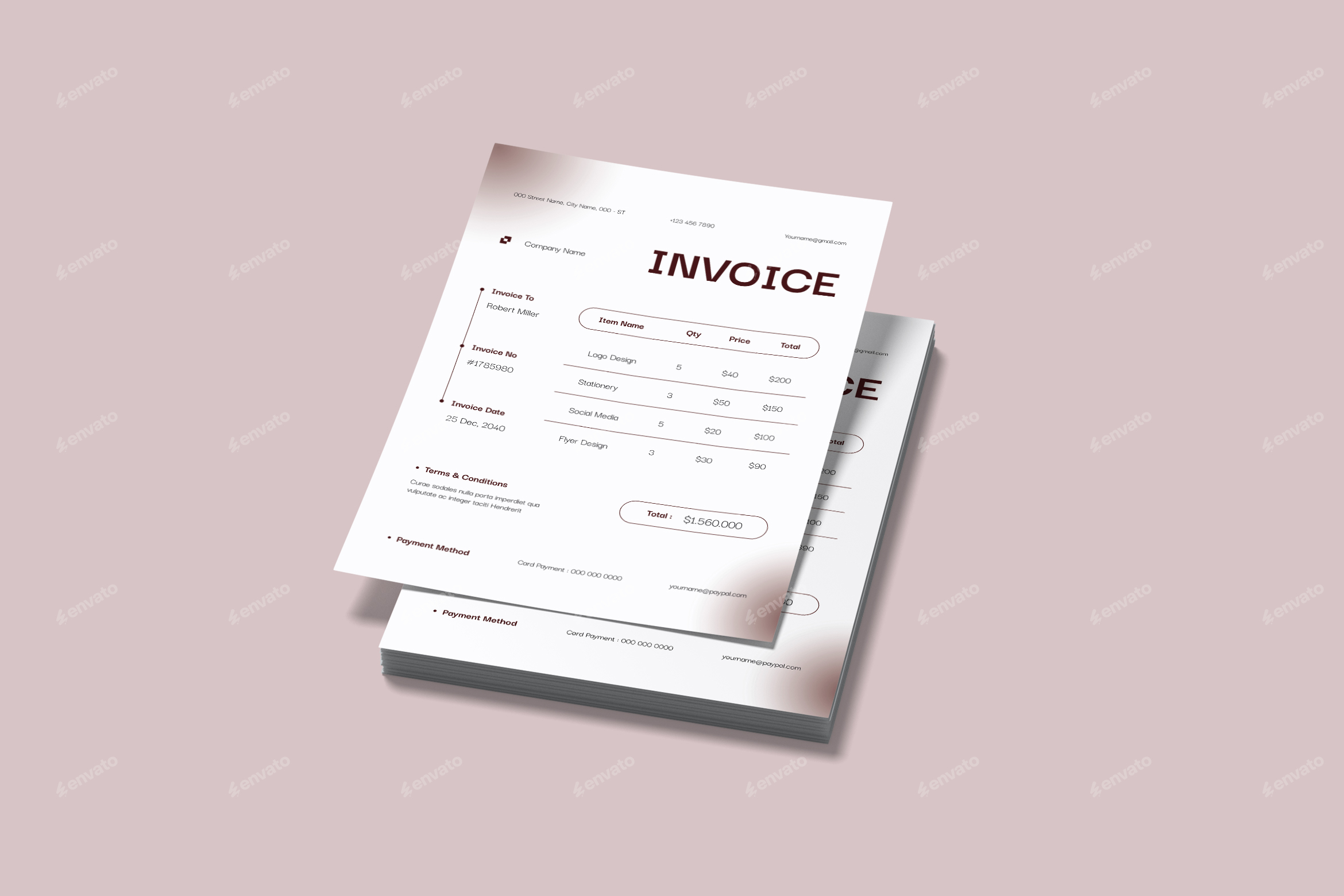 White Red Gradient Minimalist Invoice, Print Templates | GraphicRiver