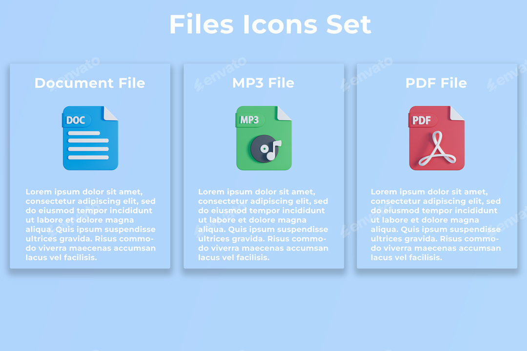 3D File Icon Set, Graphics | GraphicRiver