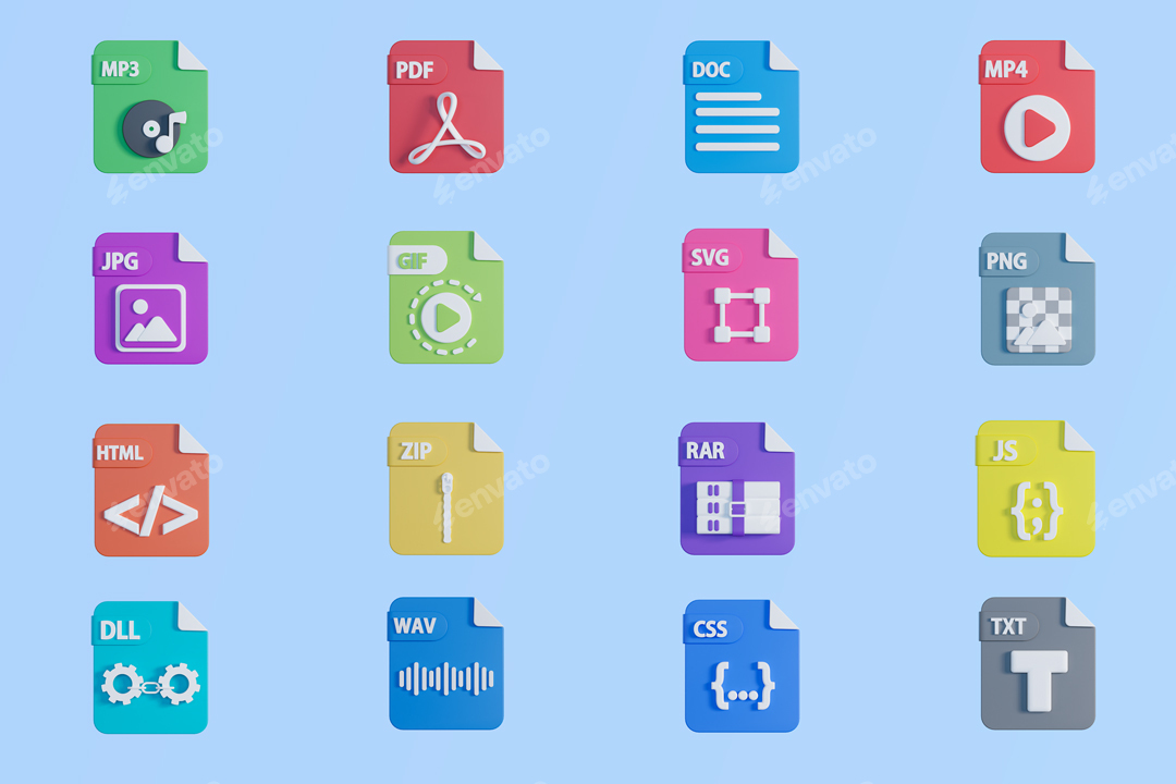 3D File Icon Set, Graphics | GraphicRiver