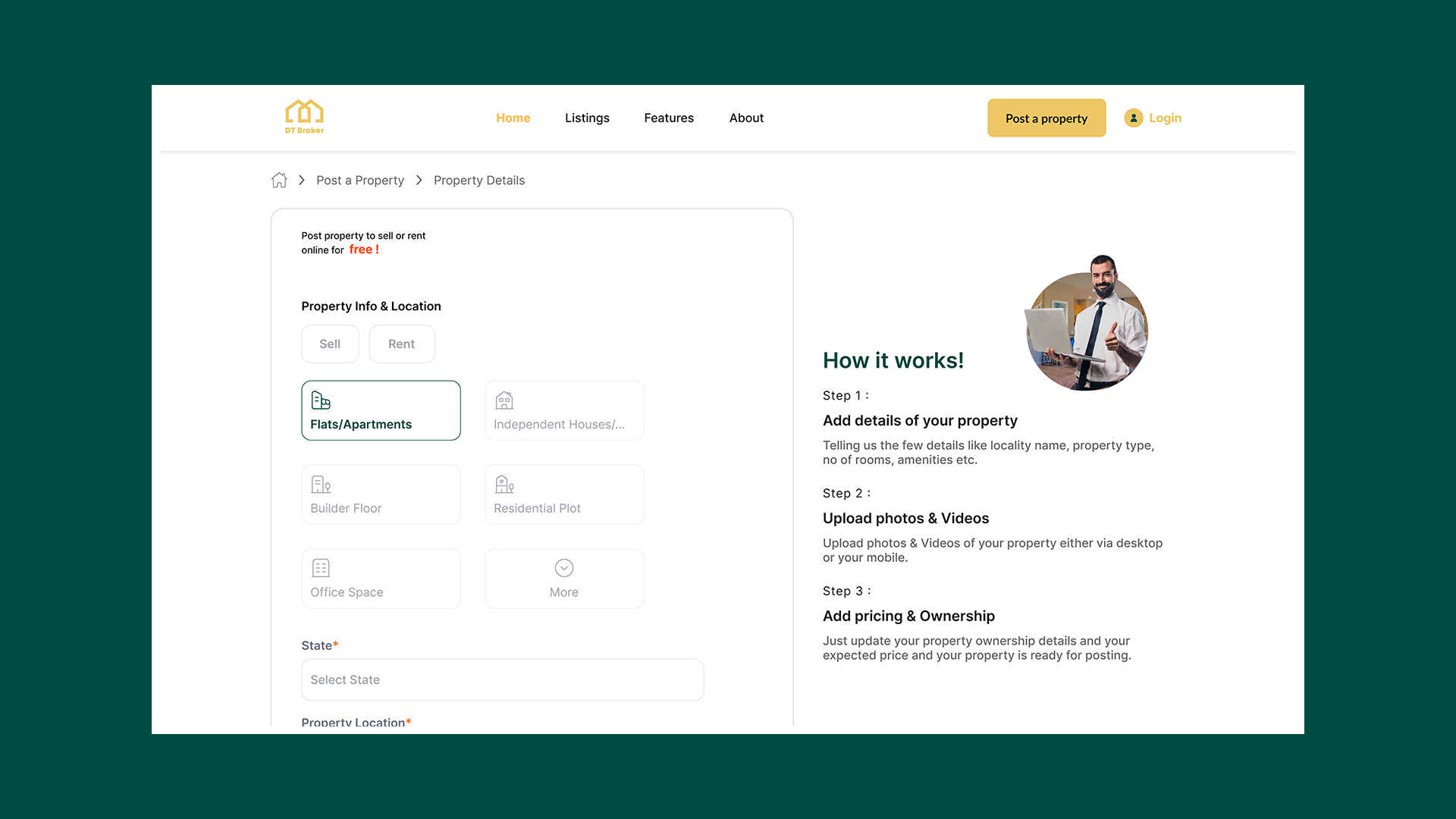 DTBroker: Real Estate Property Buy-Rent-Sell Flutter Android-iOS-Web ...